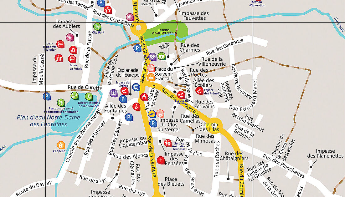 Plan de la commune - Grandchamp-des-Fontaines